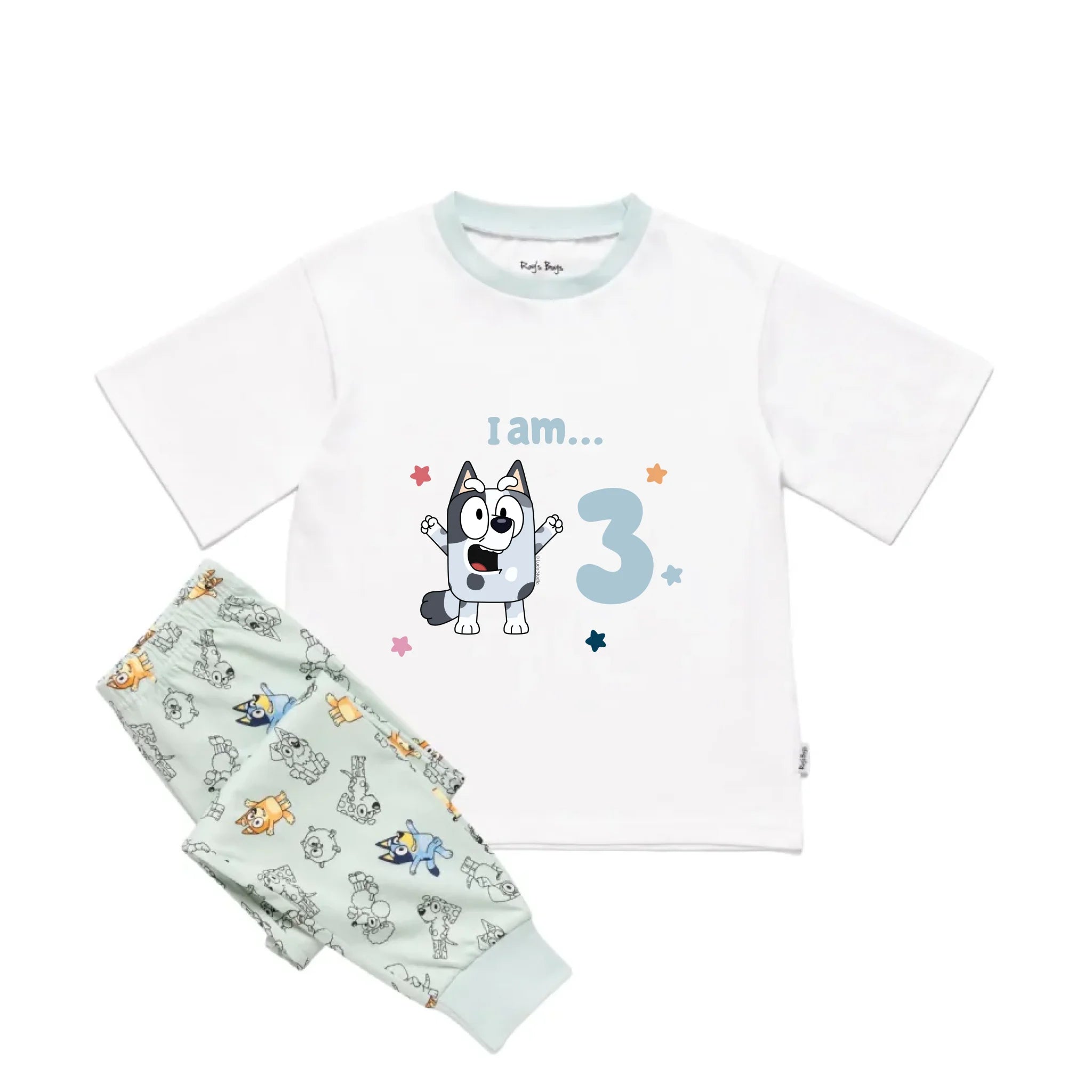 Personalised Bluey Birthday 'I am...' Kids' Pyjamas | Roy's Boys