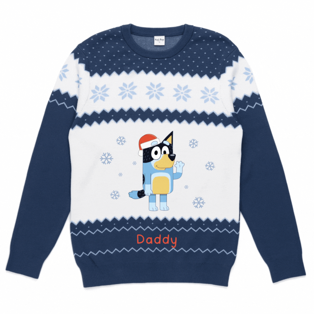 Personalised Bluey Adult Knitted Christmas Jumper | Roy's Boys